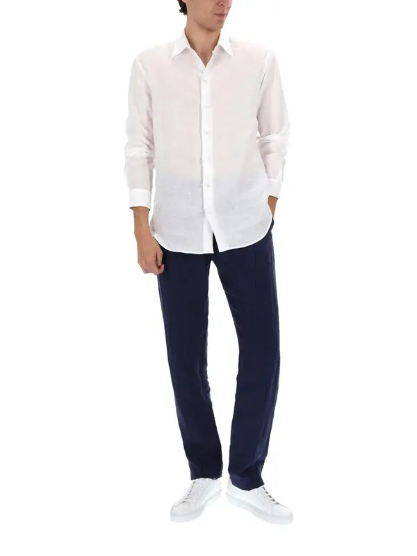 Emporio Armani Pantalone In Lino - Blue