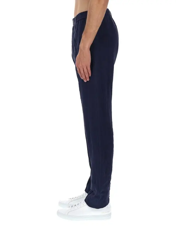 Emporio Armani Pantalone In Lino - Blue
