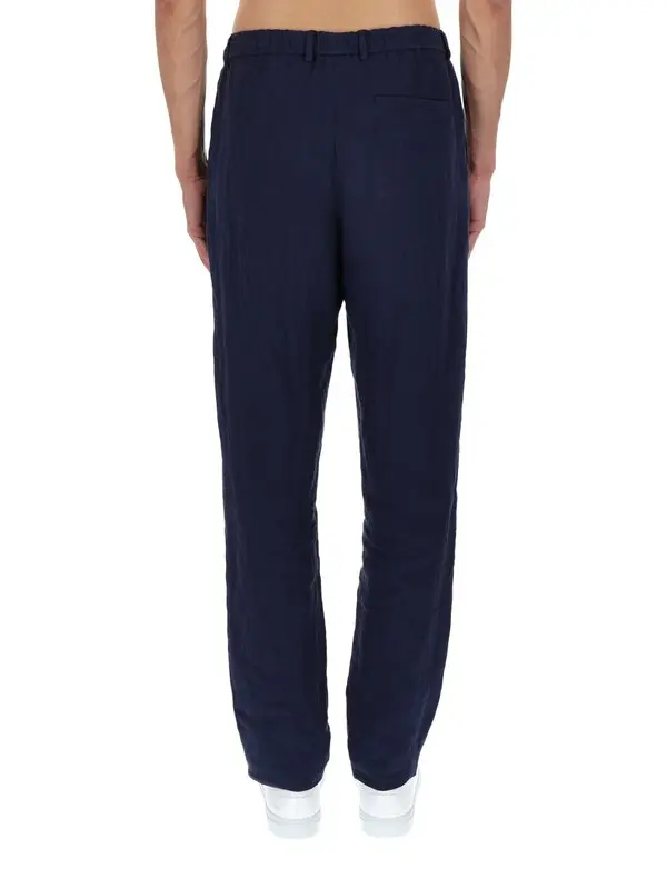 Emporio Armani Pantalone In Lino - Blue