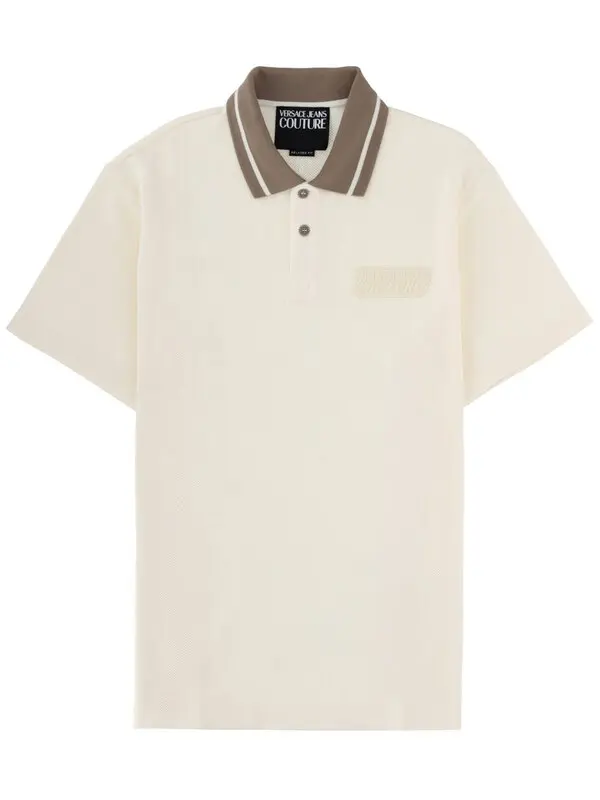 Versace Polo Con Patch Logo - Ivory