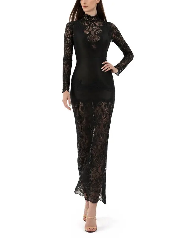 Rabanne Lace And Jersey Maxi Dress
