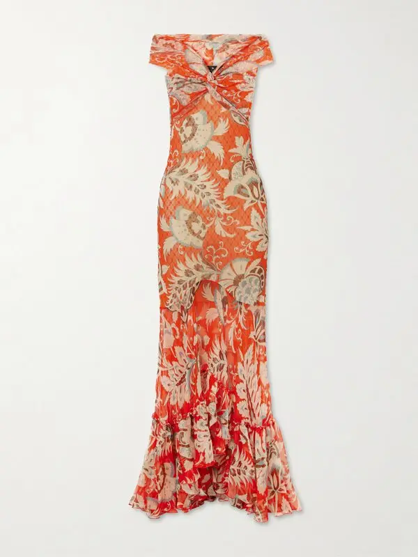 Etro Printed Ruffled Midi Dress