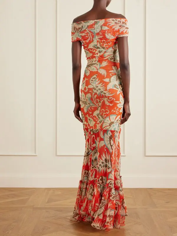Etro Printed Ruffled Midi Dress