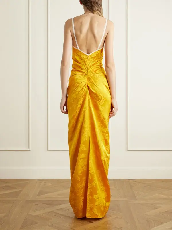COLLEEN ALLEN Floral Jacquard Cotton-blend Gown