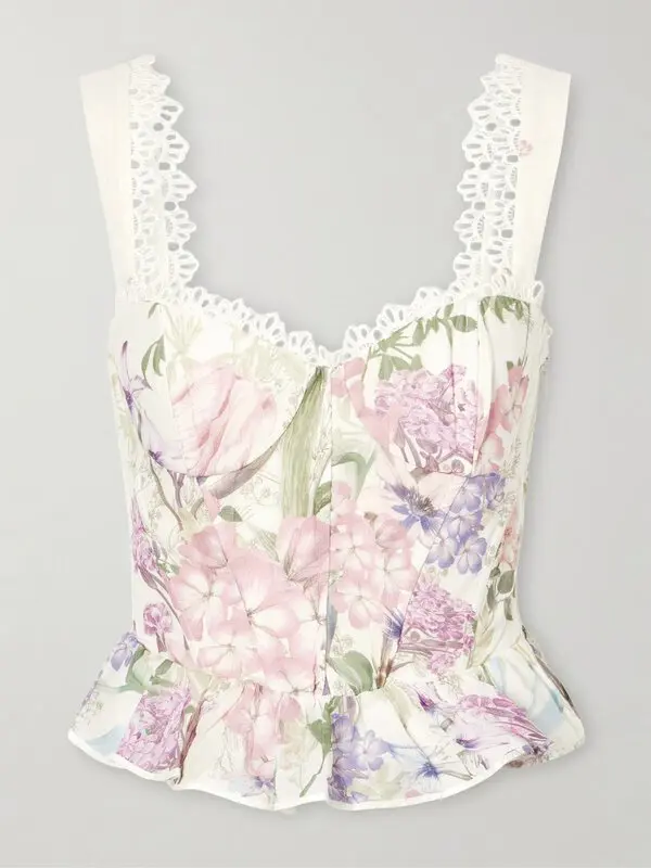 Charo Ruiz Ibiza Floret Floral Cotton-blend Top - Neutrals