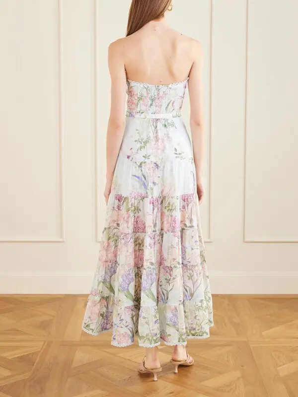 Charo Ruiz Ibiza Danny" Belted Floral-print Cotton-blend Midi Dress - Blue