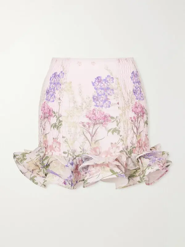 Charo Ruiz Ibiza Floral Ruffled Mini Skirt - Pink
