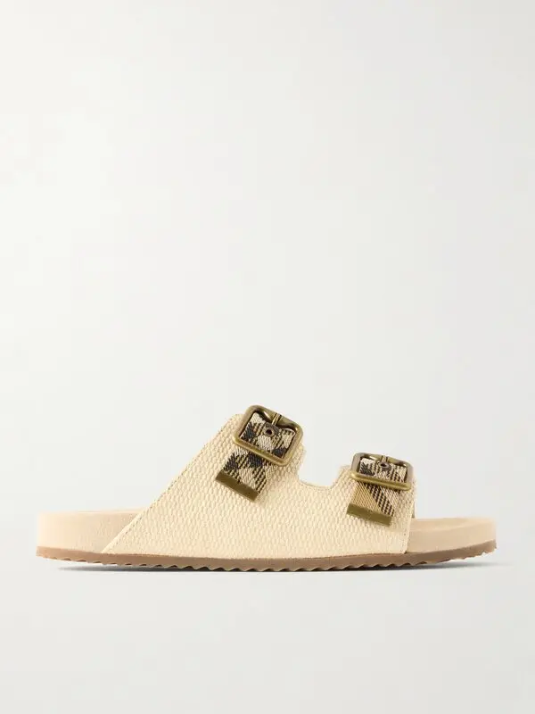 Burberry Urchin Woven Raffia Sandals - Neutrals
