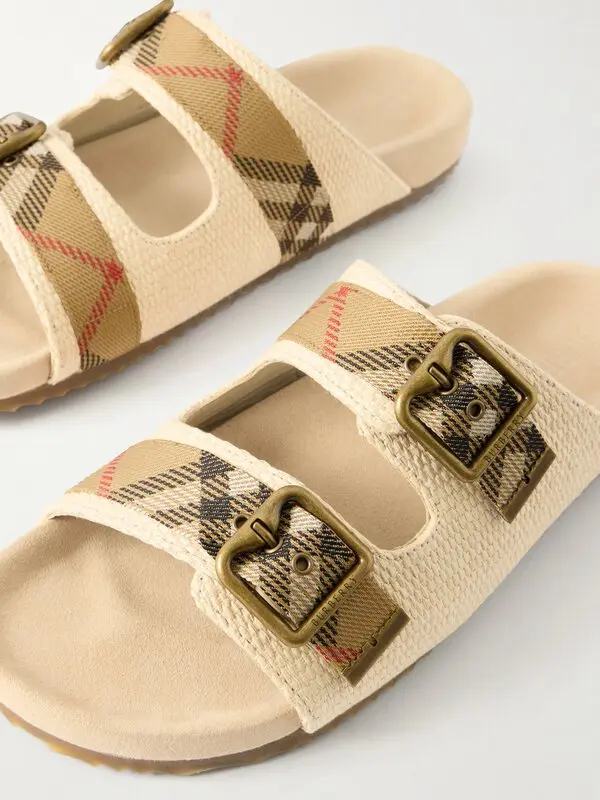 Burberry Urchin Woven Raffia Sandals - Neutrals