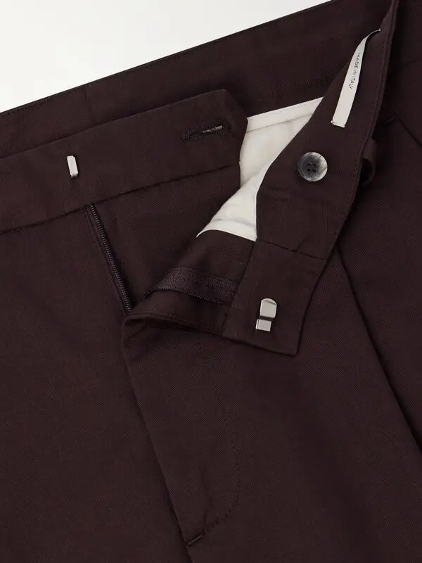 Altea Orval Straight-leg Cotton And Linen-blend Gabardine Trousers