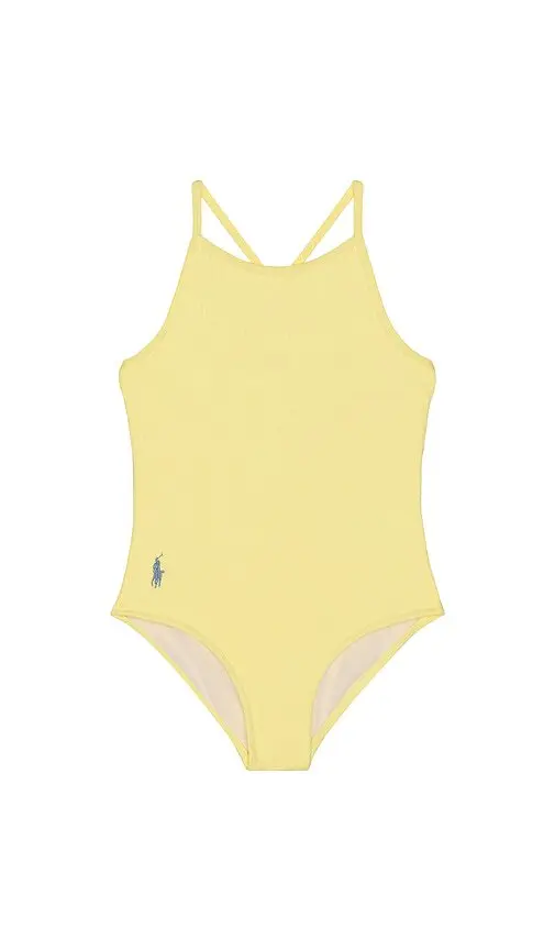 Polo Ralph Lauren One-piece Cable Print Swimsuit - T-bird Yellow