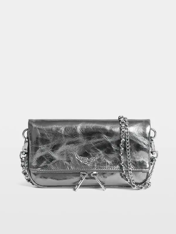 Zadig&Voltaire Rock Mini Vintage Metal Clutch - Gun