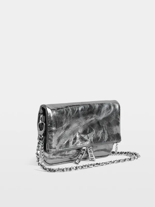 Zadig&Voltaire Rock Mini Vintage Metal Clutch - Gun