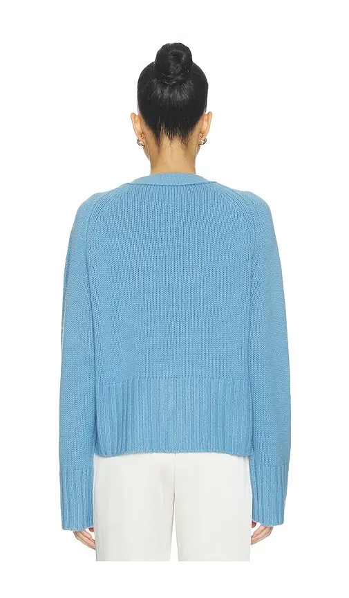 Soft Goat V-neck Cashmere Cardigan - Azure