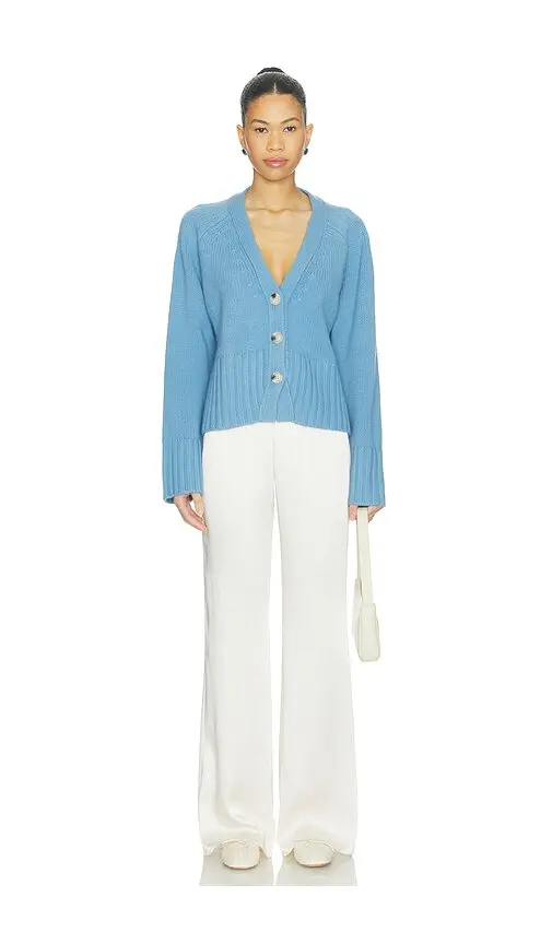 Soft Goat V-neck Cashmere Cardigan - Azure