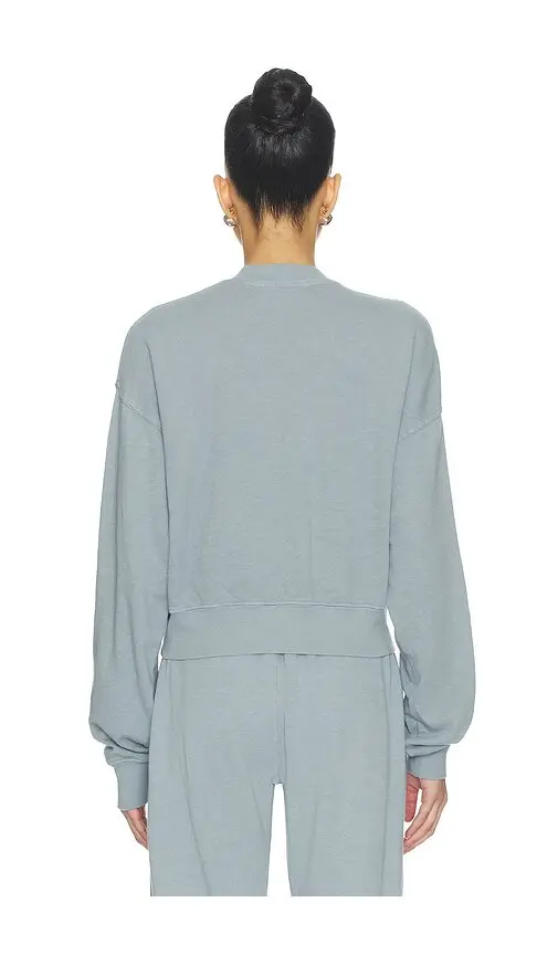Eterne Lightweight French Terry Cropped V-neck Sweatshirt - Slate