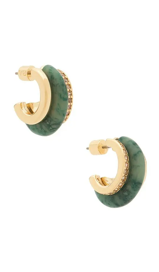 ROXANNE ASSOULIN Semi Stone Clear Combo Chubby Hoop Earrings - Moss Agate