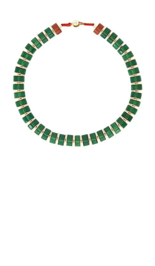 ROXANNE ASSOULIN Semi Precious Heishi Necklace - Gold & Green Jade