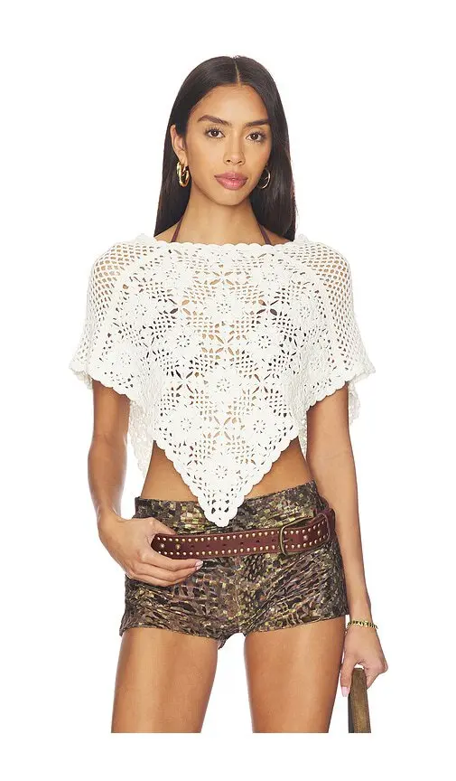 Frankies Bikinis Sophie Crochet Poncho - Soft Sand