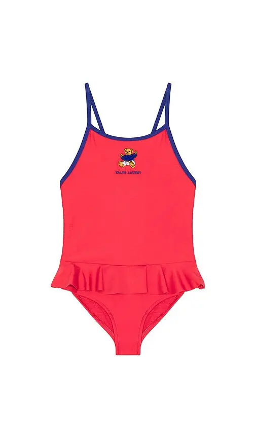 Polo Ralph Lauren Novelty Bear Graphic One Piece Swimsuit - Nantucket Red Multi