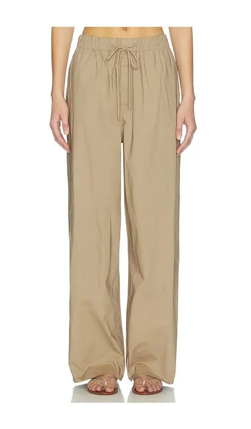 SKIMS Swiss Cotton Sateen Oversized Drawstring Pant In Tan - Desert
