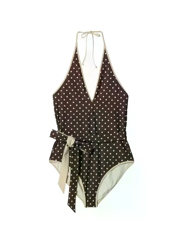 Valentino Garavani Polka-dot Motif Swimsuit - Brown