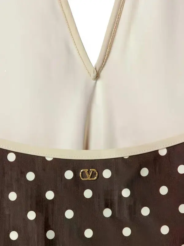 Valentino Garavani Polka-dot Motif Swimsuit - Brown