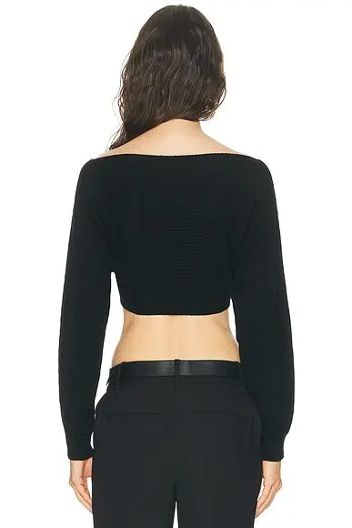 HAELO Off-the-shoulder Merino Wool Crop Sweater
