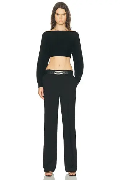HAELO Off-the-shoulder Merino Wool Crop Sweater