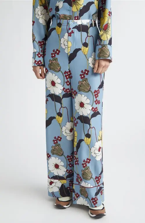 Marni Melodia Floral Satin Pajama Pants - Mfb31sky