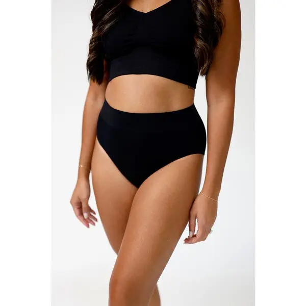 BLUSH & BASHFUL High Rise Bikini Bottom - Black