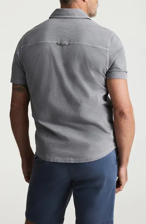34 Heritage Short Sleeve Slub Cotton Jersey Button-up Shirt - Chiseled Stone