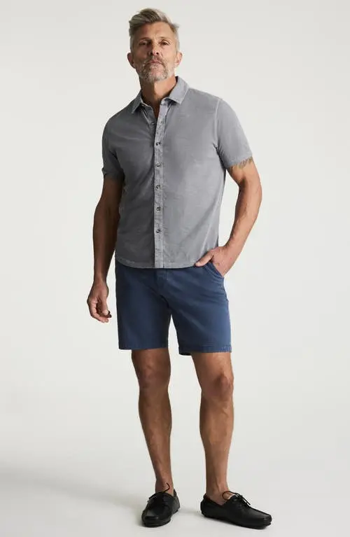 34 Heritage Short Sleeve Slub Cotton Jersey Button-up Shirt - Chiseled Stone