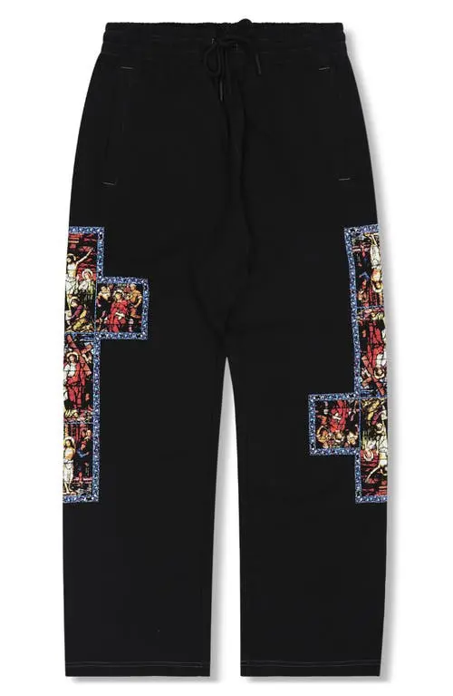 PLEASURES Blasphemy Print Straight Leg Drawstring Sweatpants