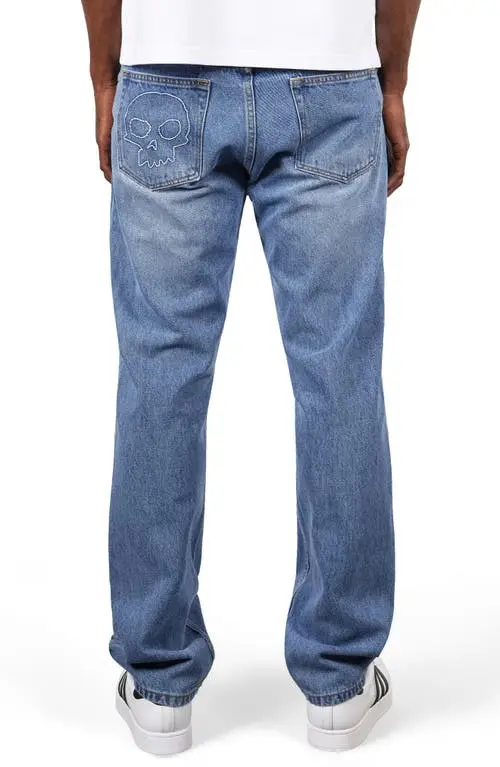 PLEASURES X Zero Skateboards Rotten Straight Leg Jeans - Indigo