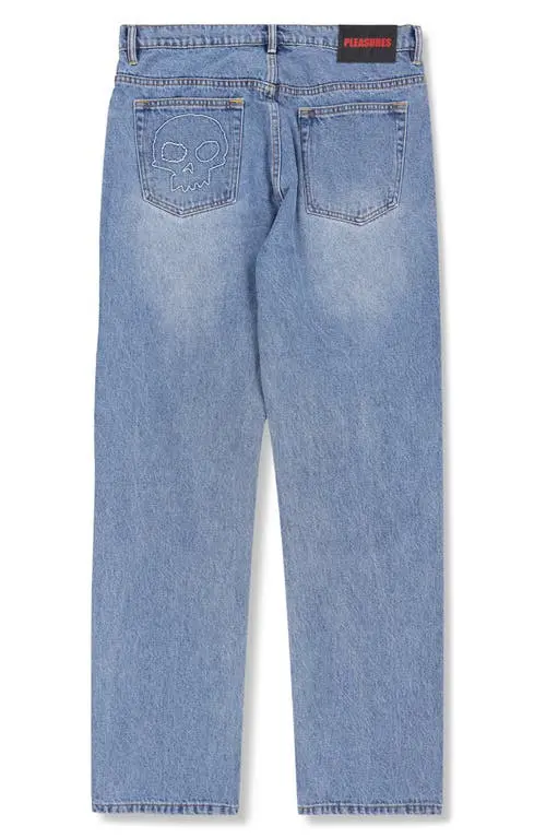 PLEASURES X Zero Skateboards Rotten Straight Leg Jeans - Indigo