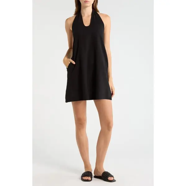Elan Halter Open Back Cover-up Dress - Black