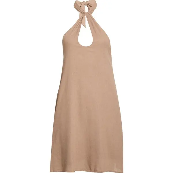 Elan Halter Open Back Cover-up Dress - Brown