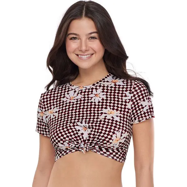 STEVIE Short Sleeve Rashguard With Adjustable Tie - Spring Bloom