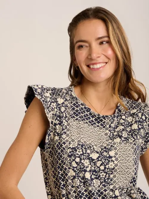 BRAKEBURN Salinas Frill Sleeve Printed Blouse