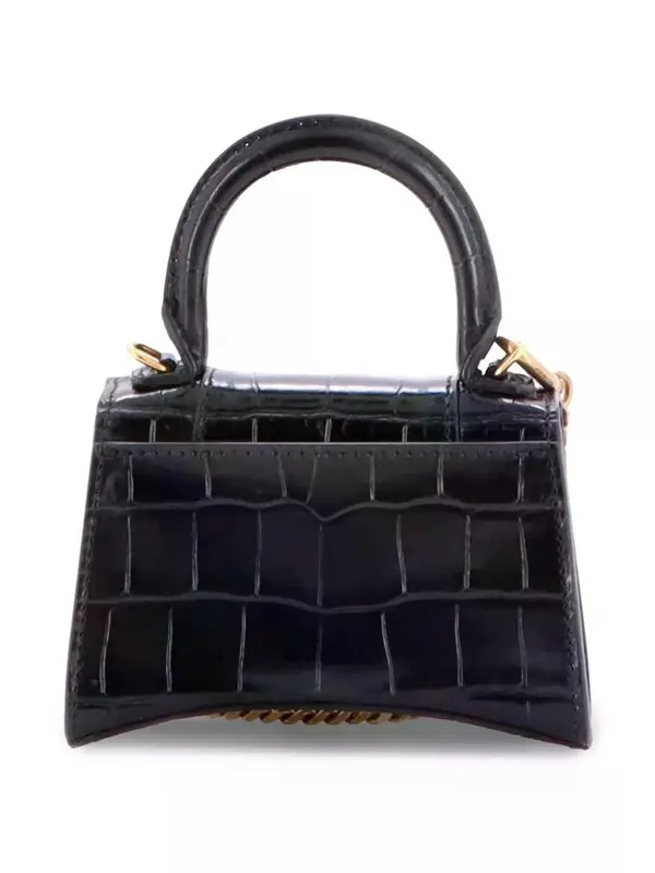 Balenciaga Hourglass Chain Top Handle Crocodile Embossed Bag