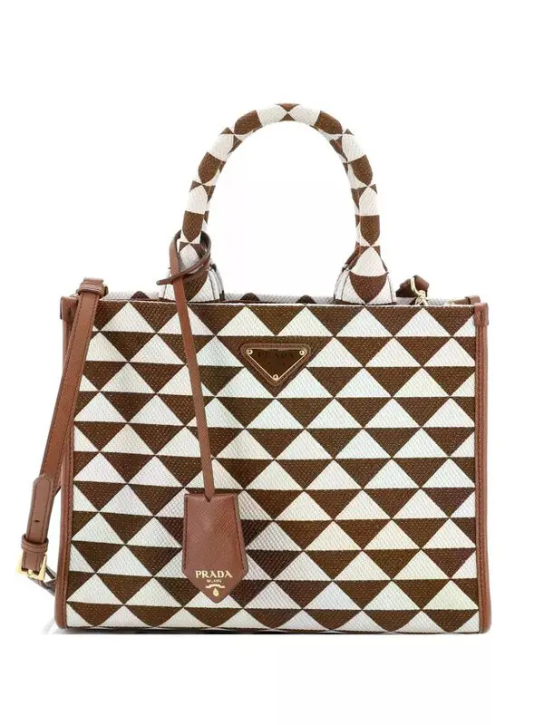 Prada Symbole Jacquard Small Tote Bag - Brown