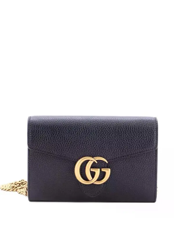 Gucci Gg Marmont Mini Chain Wallet - Black