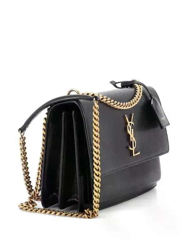 Saint Laurent Sunset Leather Medium Crossbody Bag - Black