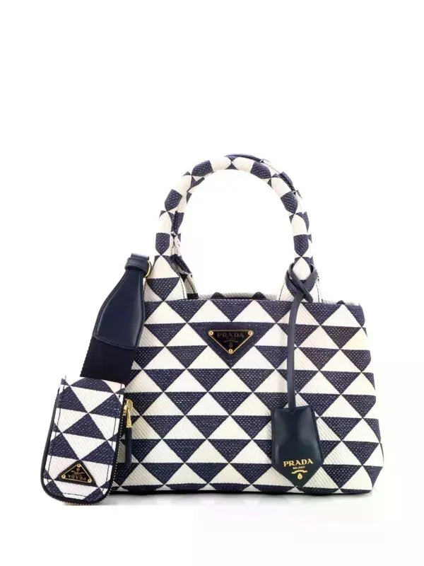 Prada Symbole Jacquard Small Tote Bag - Blue