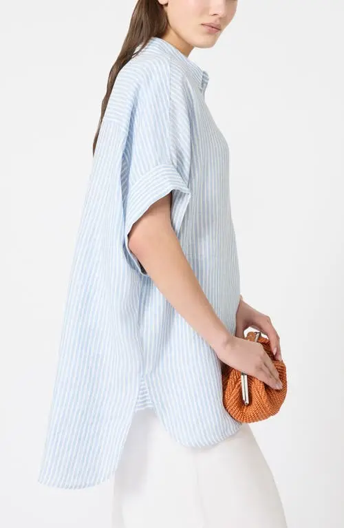 Max Mara Verve Stripe Linen Top - Light Blue