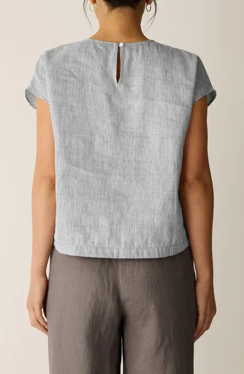 Eileen Fisher Linen Blend Striped Top - Wren