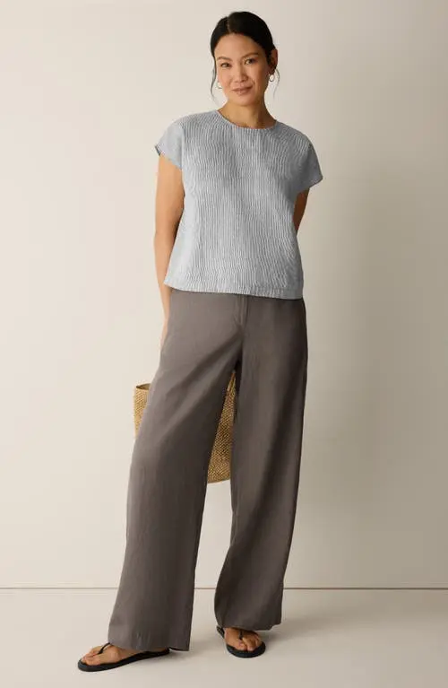 Eileen Fisher Linen Blend Striped Top - Wren