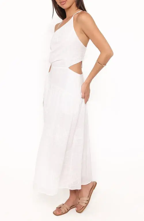 PETAL & PUP Olivea Asymmetric Cutout Cotton Blend Midi Sundress