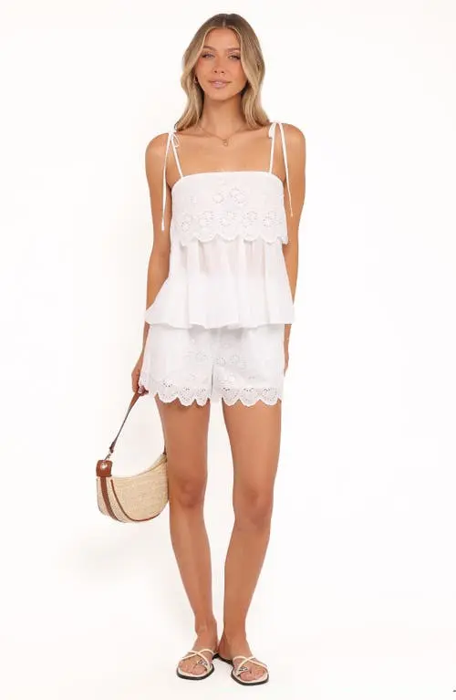 PETAL & PUP Cotton Eyelet Scallop Hem Shorts